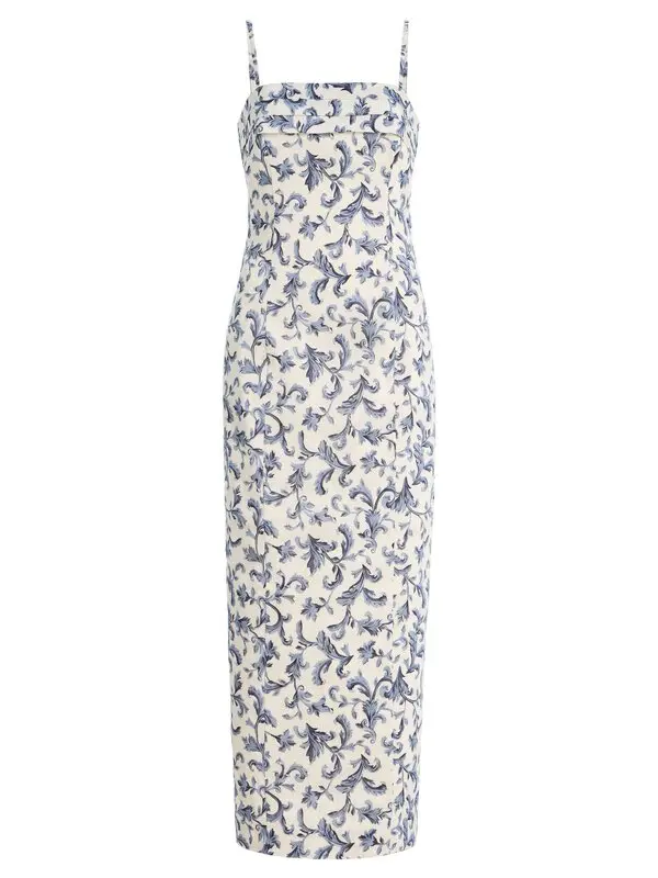 Posse Rue Baroque-print Linen-silk Midi Dress - Multi