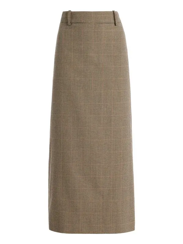 THE FRANKIE SHOP Alrose Houndstooth Midi Skirt - Brown