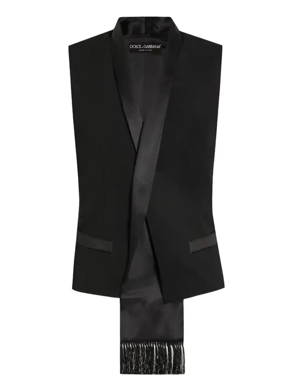 Dolce & Gabbana Satin-lapel Sleeveless Vest - Black