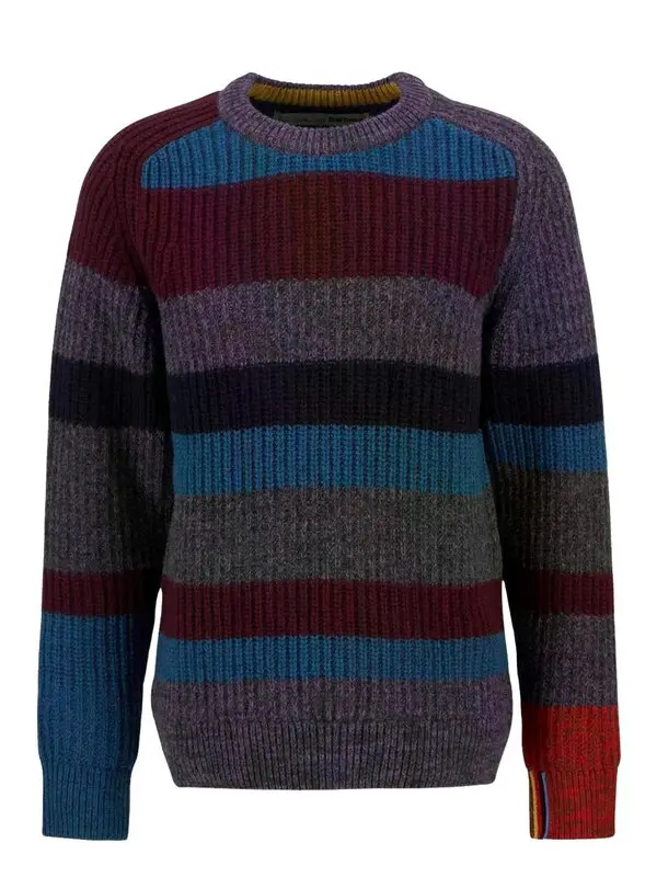 CHIARA D'ESTE Striped Crew-neck Wool Sweater - Grey