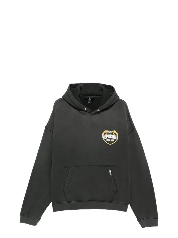 REPRESENT Logo Embroidered Hoodie - Grey