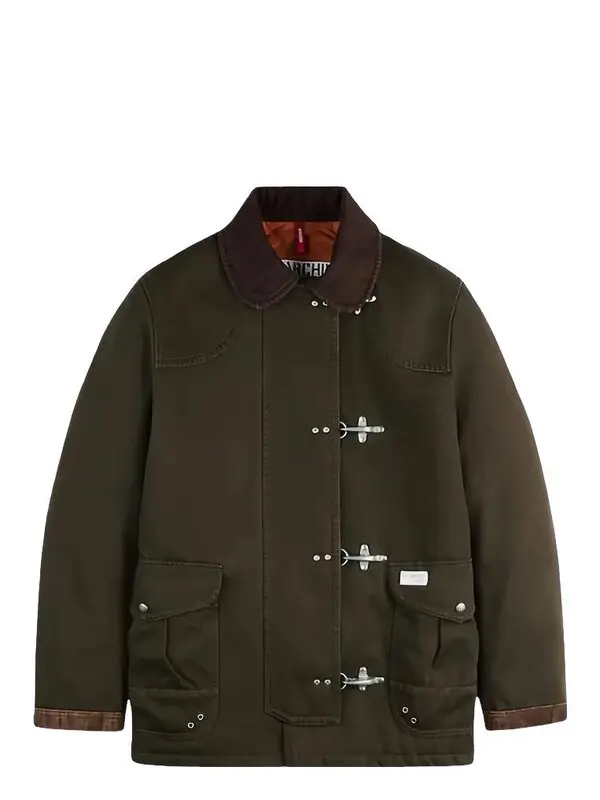 FAY Corduroy Collar Outerwear - Green
