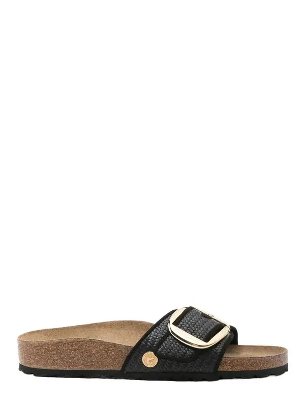 BIRKENSTOCK Madrid Big Buckle Raffia Sandals - Black