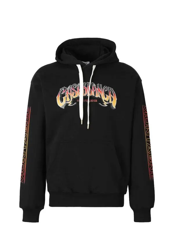Casablanca Logo Cotton Hoodie - Black