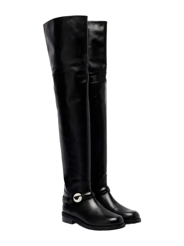 Coperni Logo Leather Over-the-knee Boots - Black