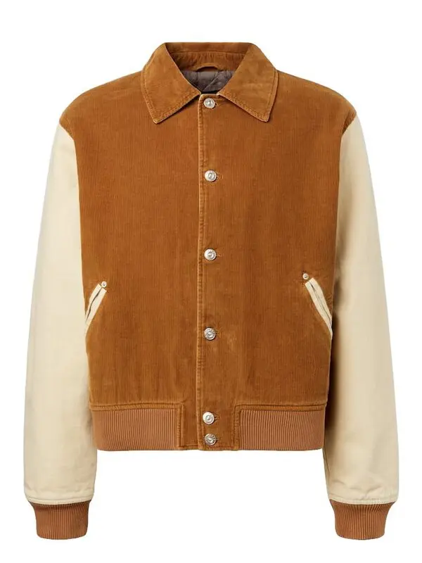 WALES BONNER Homecoming Cotton Corduroy Varsity Jacket - Brown