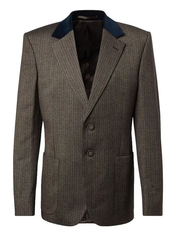 WALES BONNER Alto Pinstripe Wool-blend Blazer - Grey