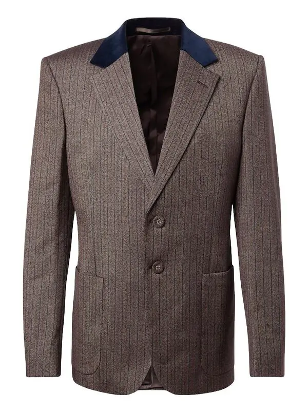 WALES BONNER Alto Pinstripe Wool-blend Blazer - Grey