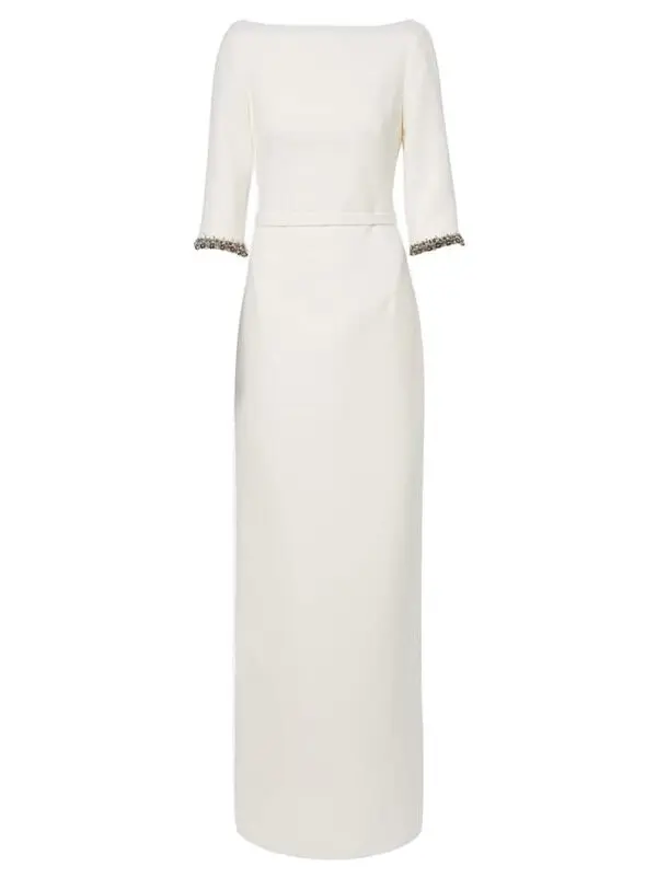 Safiyaa Amaris Embellished Crêpe Gown - White