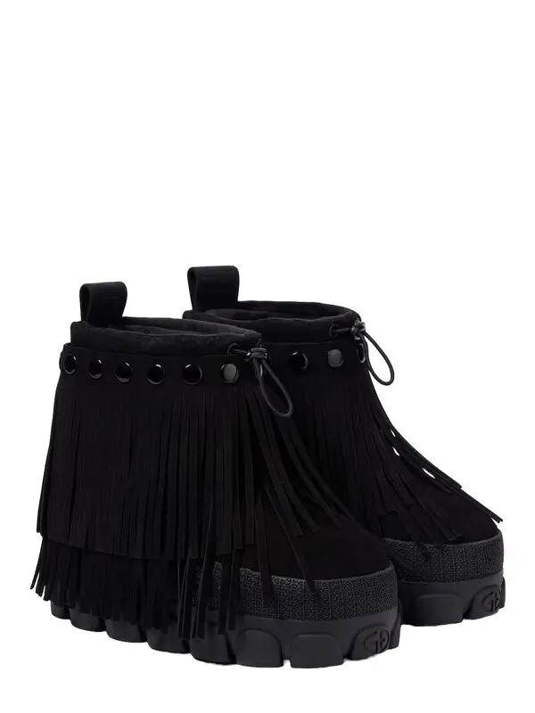 Goldbergh Vergara Fringed Suede Snow Boots - Black
