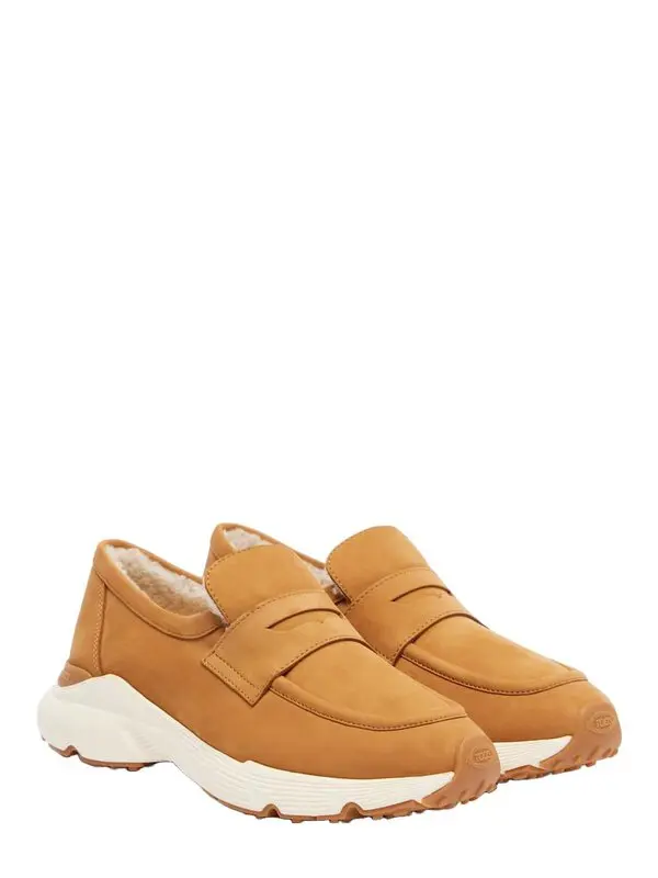 TOD'S Shearling-lined Suede Sneakers - Brown