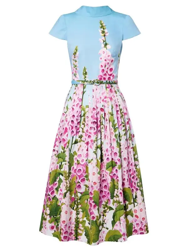 Oscar De La Renta Floral Cotton-blend Poplin Midi Dress - Multicoloured