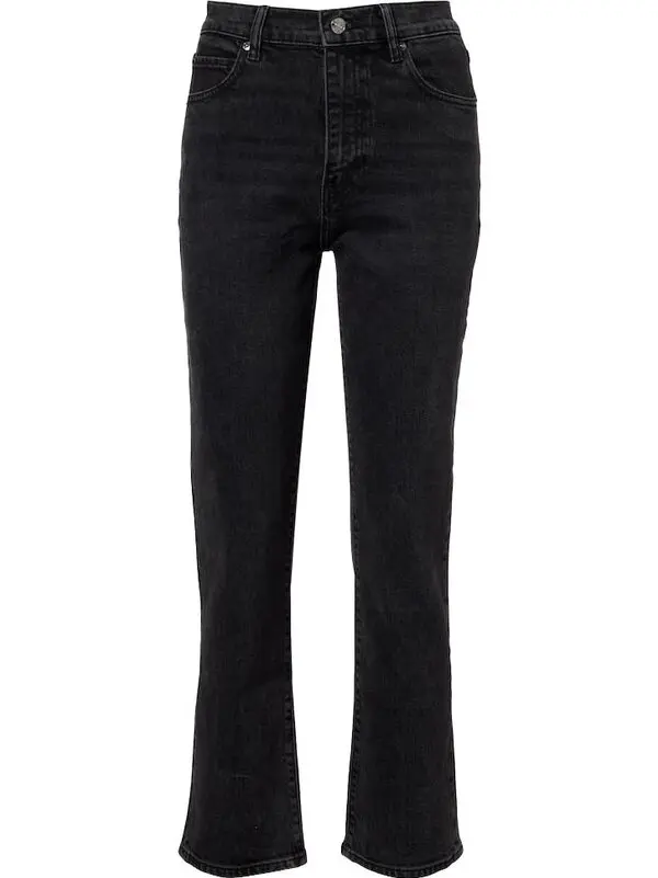 FRAME Ruler Cropped Straight Jeans - Black