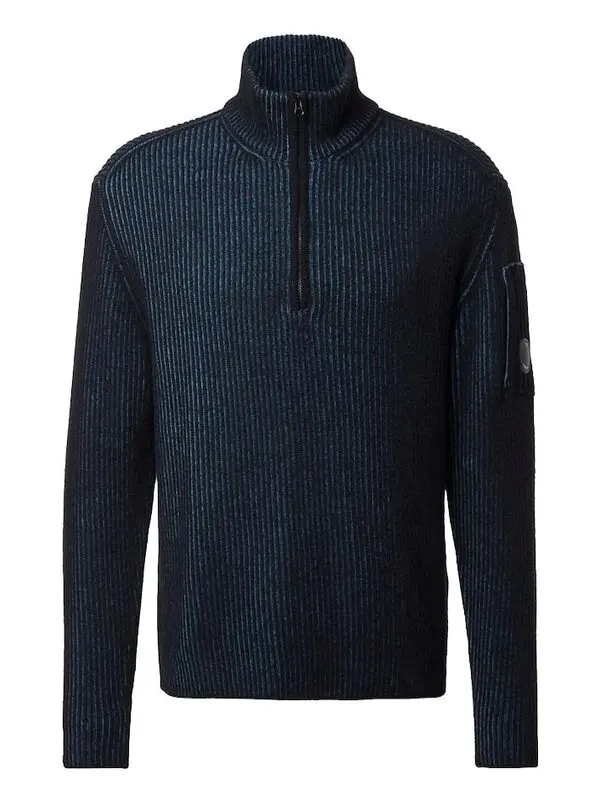 C.P. COMPANY Fleece Half-zip Sweater - Blue