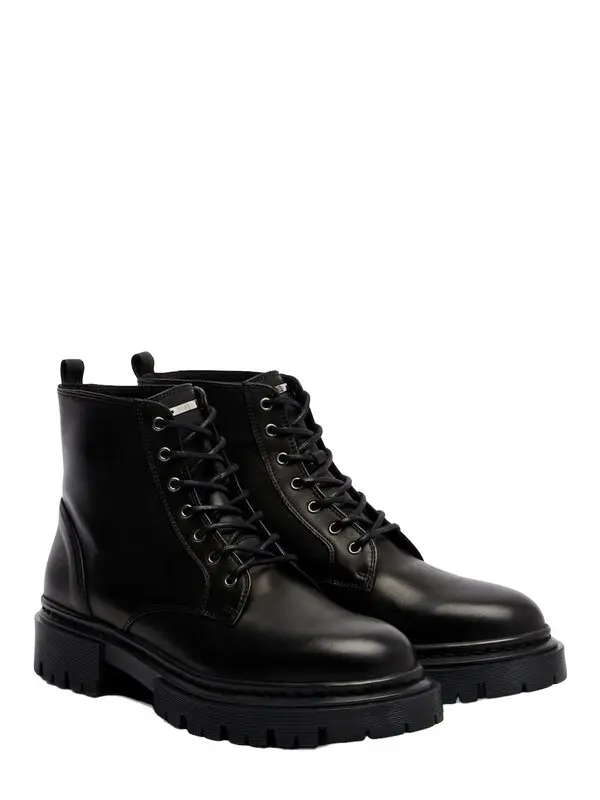 Staud Henry Leather Combat Boots - Black
