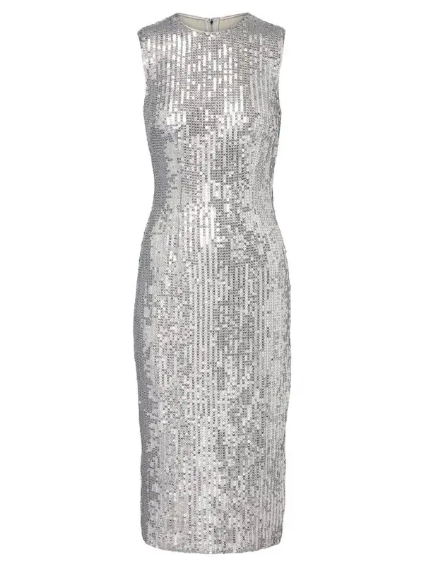 Dolce & Gabbana Sequined Midi Dress - Silver