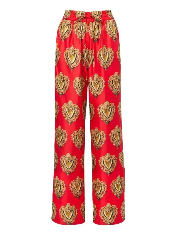 Dolce & Gabbana Printed High-rise Silk Palazzo Pants - Red
