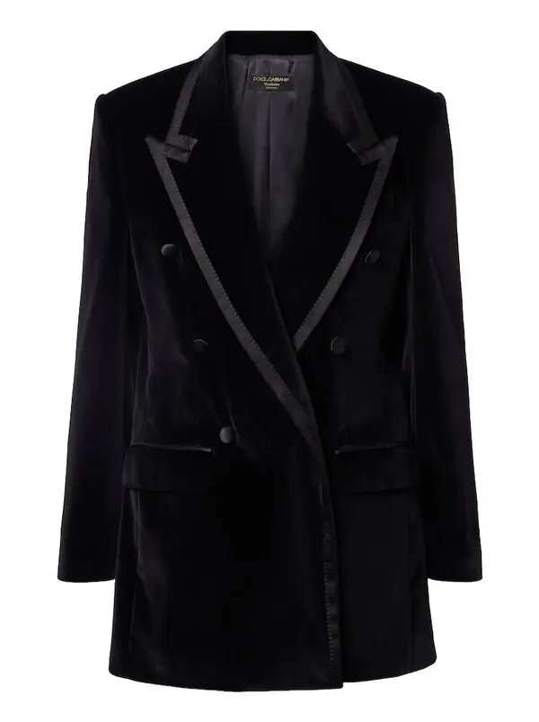Dolce & Gabbana Cotton-blend Velvet Tuxedo Jacket - Black