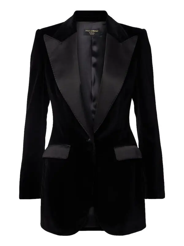 Dolce & Gabbana Cotton-blend Velvet Tuxedo Jacket - Black