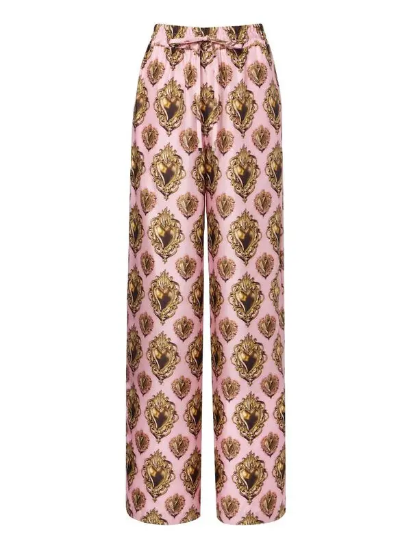 Dolce & Gabbana Printed High-rise Silk Palazzo Pants - Pink