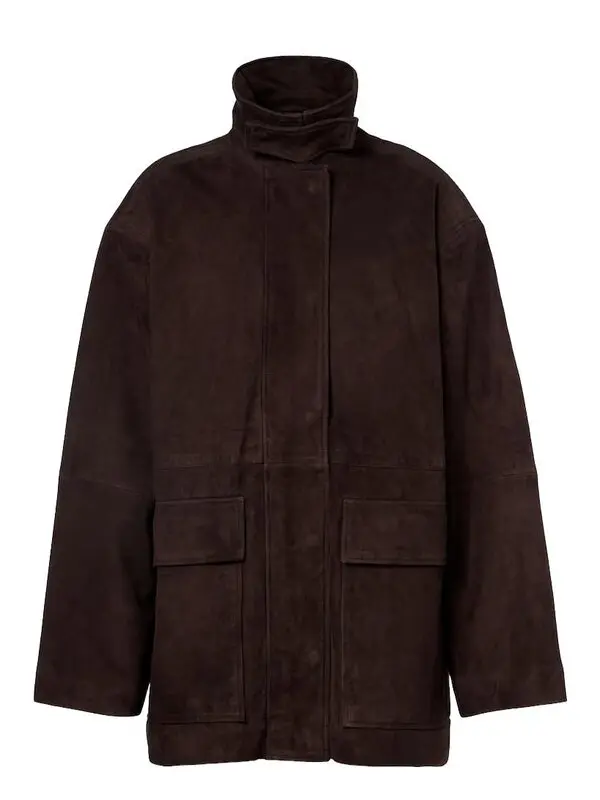 ROTATE BY BIRGER CHRISTENSEN Oversized Suede Jacket - Brown