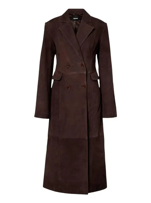 Remain Birger Christensen Double-breasted Suede Coat - Brown