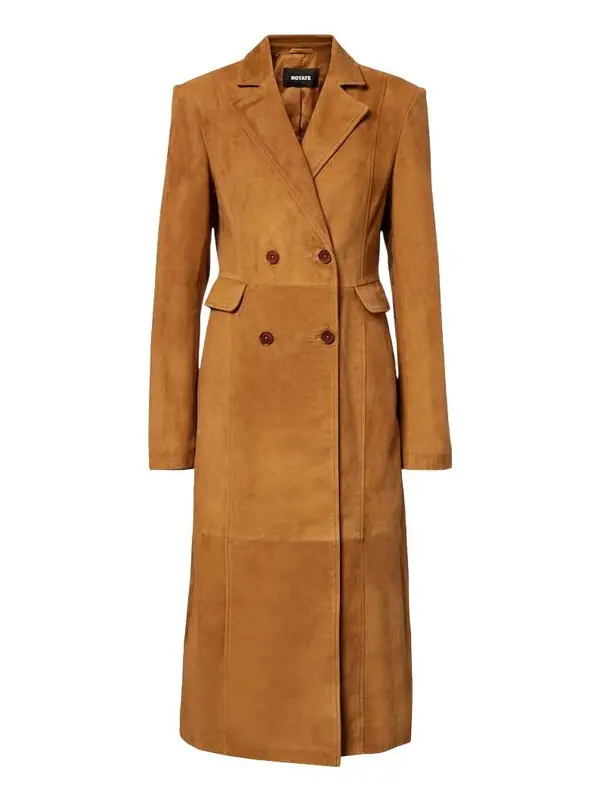 Remain Birger Christensen Double-breasted Suede Coat - Brown