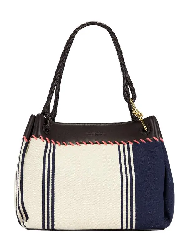 Bottega Veneta Parachute Mariniere Bag - Navy  Natural  Fondant  & Muse Brass