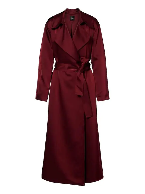 LESET Barb Satin Wrap Coat - Burgundy