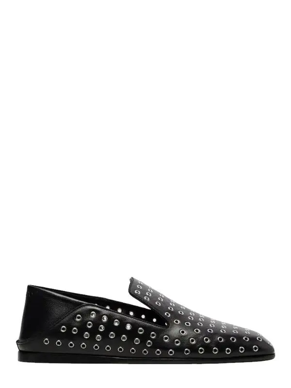 JIMMY CHOO Eliot Embellished Leather Slip-on Loafers - Black