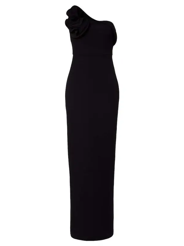 Roland Mouret Floral Asymmetric Corset Gown - Black
