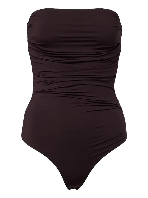 AGOLDE Gwyneth Ruched Bodysuit - Brown