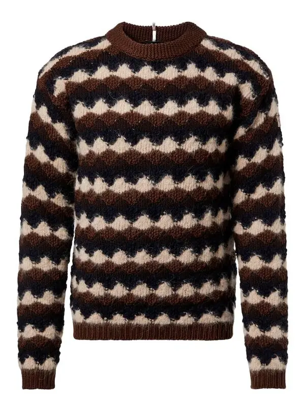 Moncler Striped Wool And Alpaca-blend Sweater - Multicoloured