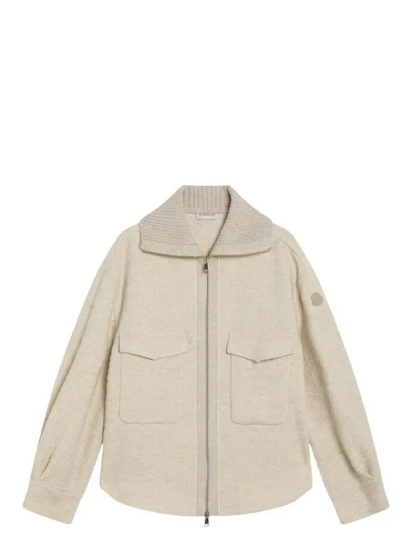Moncler Light Zip Jacket In Blend - Beige