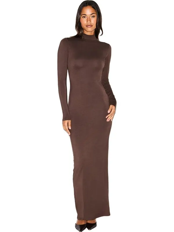SKIMS Long Sleeve Turtleneck Dress - Espresso