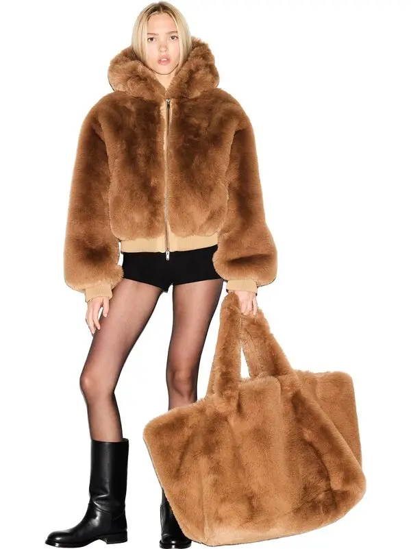 SKIMS Faux Fur Jumbo Tote - Camel