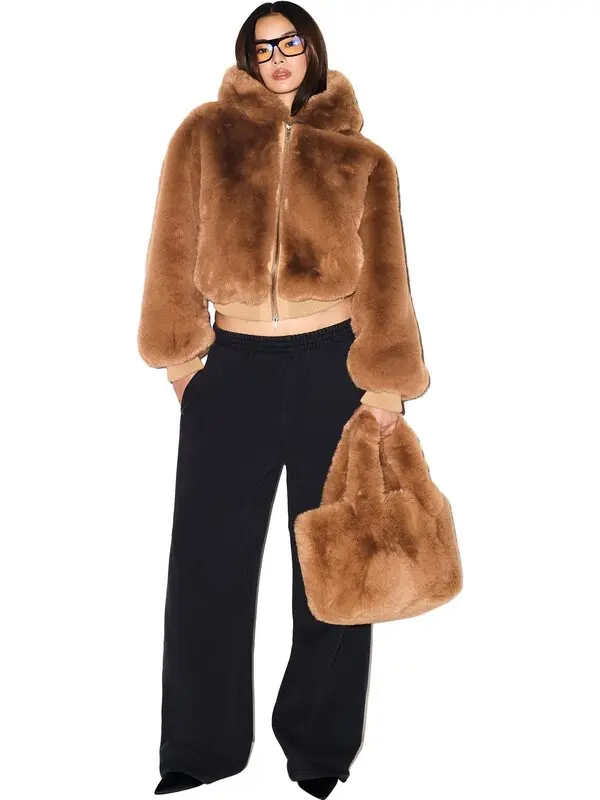 SKIMS Mini Faux Fur Tote - Camel