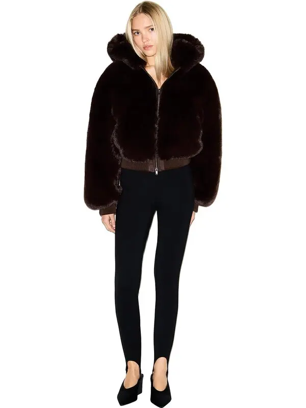 SKIMS Faux Fur Zip-up Jacket - Espresso
