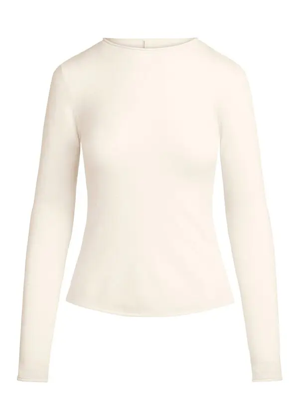 SKIMS Featherweight Cashmere Long Sleeve Top - Egret