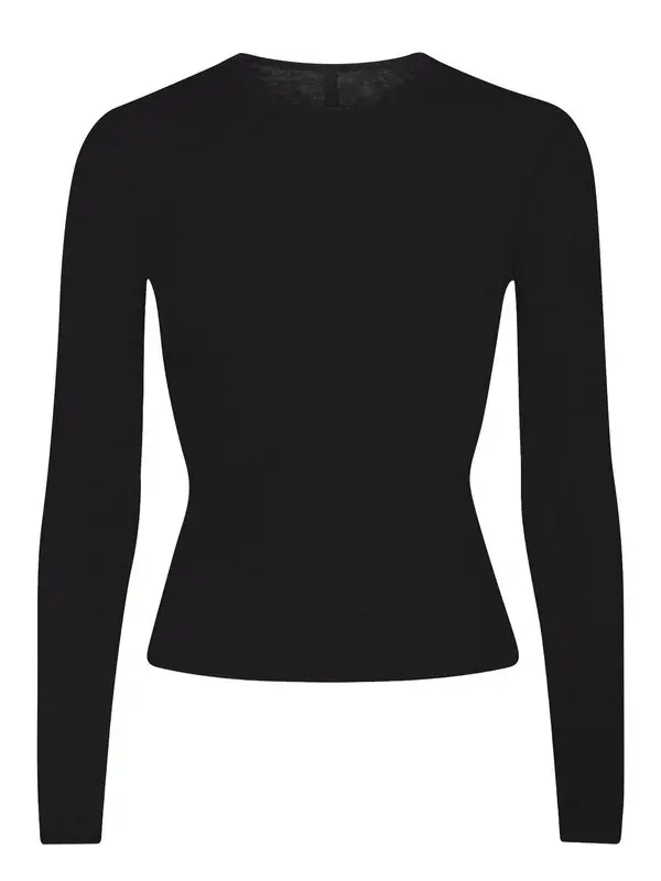 SKIMS Featherweight Cashmere Long Sleeve Top - Onyx