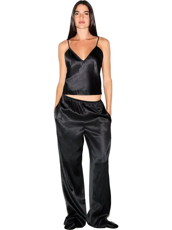 SKIMS Heavyweight Satin Wide Leg Pant - Onyx