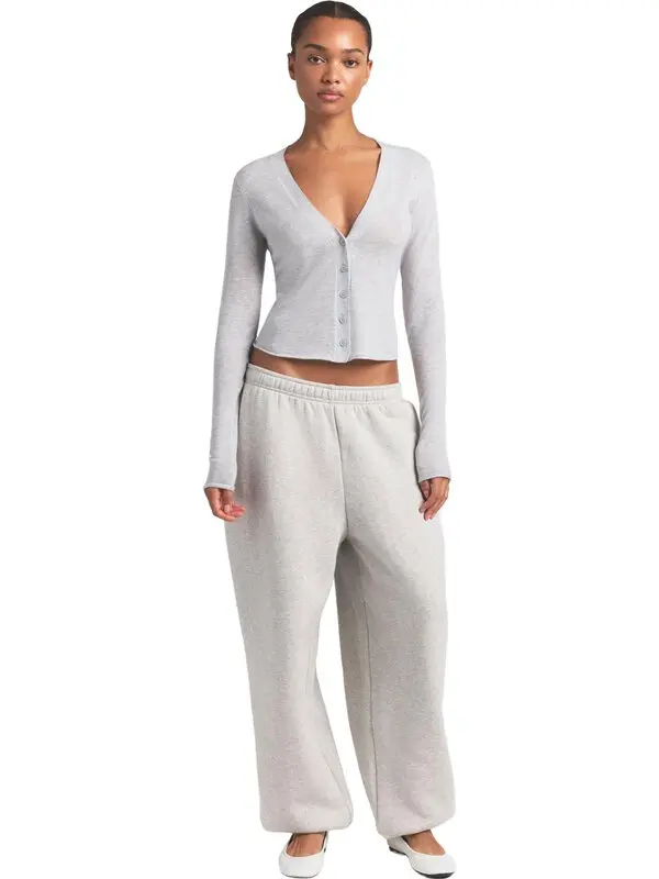 SKIMS Featherweight Cashmere Cardigan - Light Heather Grey