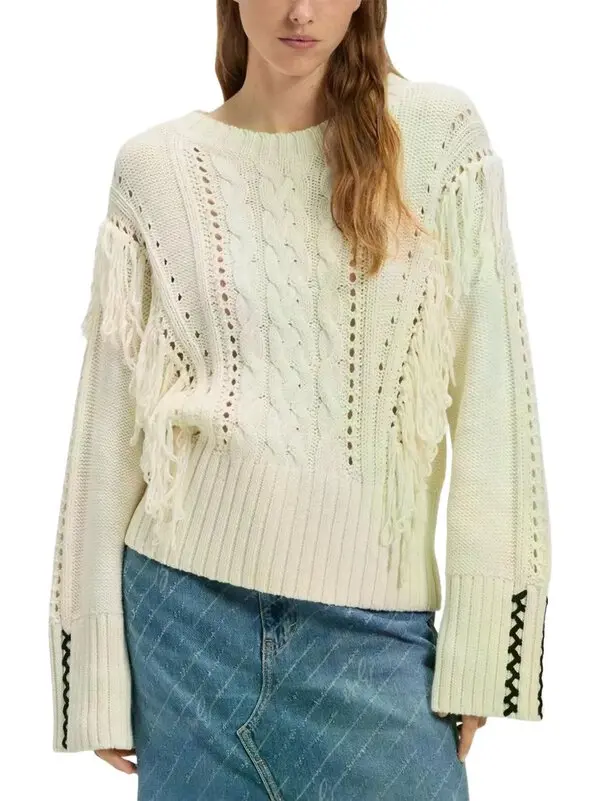 BOSS Cable-knit Fringe Sweater - Neutrals