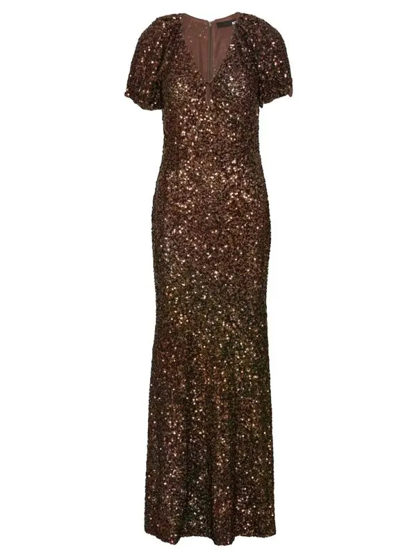 Remain Birger Christensen Sequined V-neck Maxi Dress - Brown