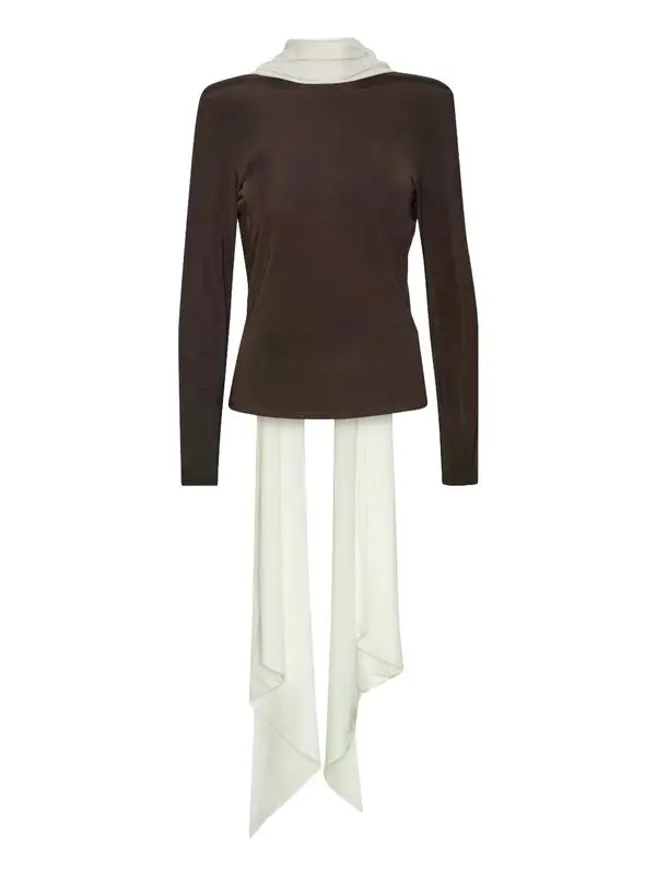 ROTATE BY BIRGER CHRISTENSEN Long-sleeved Top With Scarf Detail - Brown