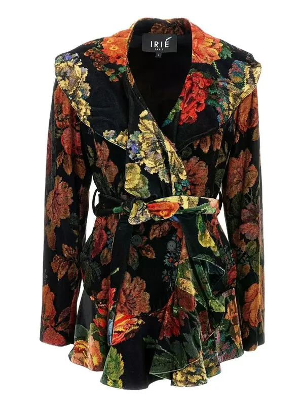 IRIE' Floral Ruffled Jacket - Black
