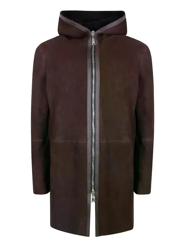 Tagliatore Wilson Hooded Zip Coat - Brown