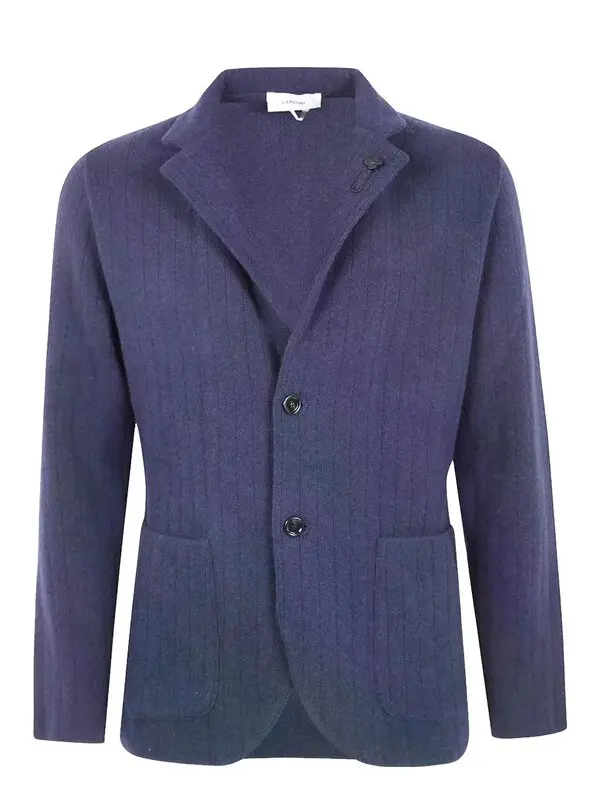 LARDINI Pinstripe Button Blazer - Blue