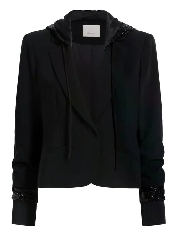 Cinq À Sept Le Petit Khloe Sequin Hooded Jacket - Black