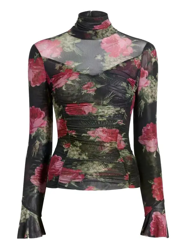 Cinq À Sept Lucy Baroque Roses Top - Black